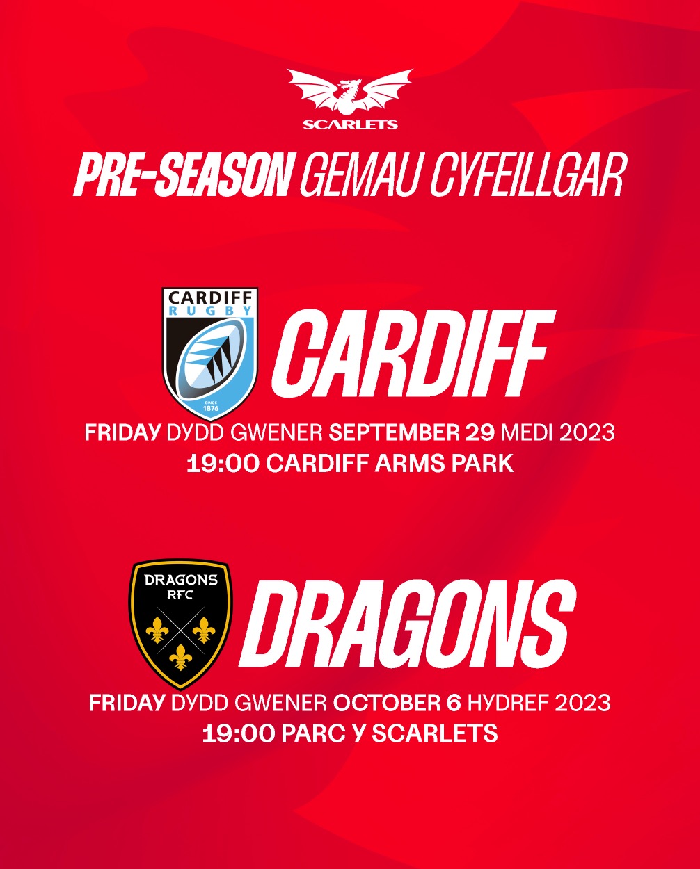 Scarlets to take on Dragons and Cardiff in pre-season - Scarlets Rugby