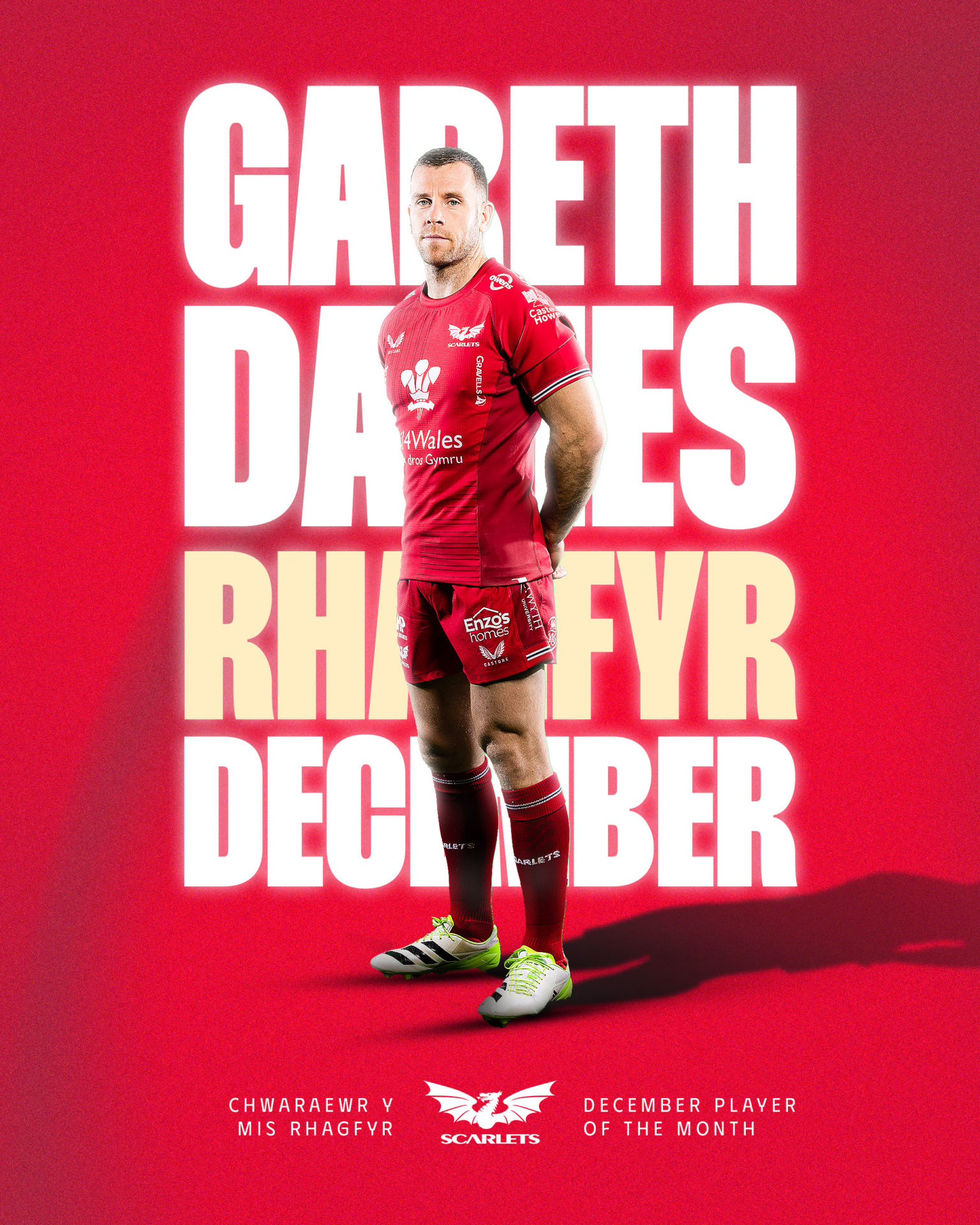 Gareth Davies voted player of the month for December - Scarlets Rugby