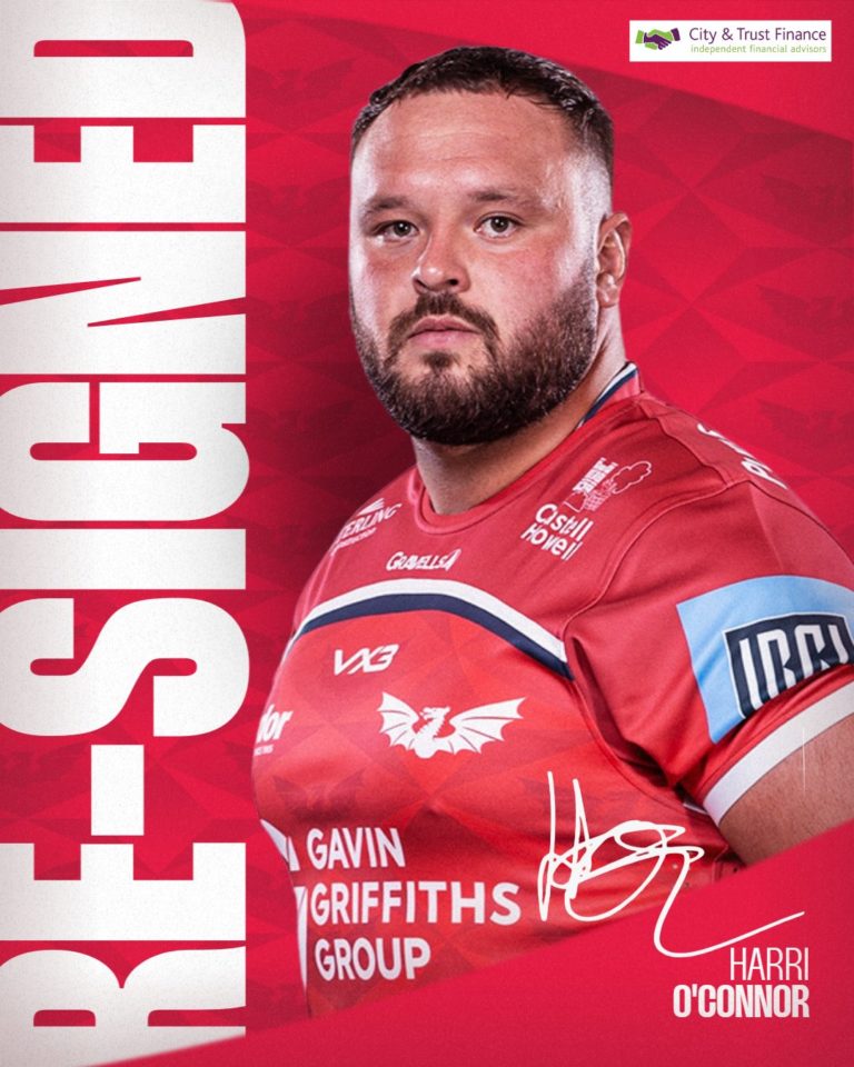Y prop Harri O’Connor yn arwyddo cytundeb newydd gyda’r Scarlets ...